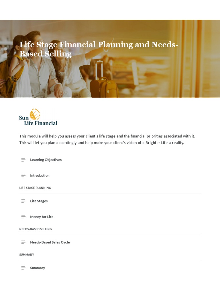 Life Stage Financial Planning Guide | PDF | Sales | Economies