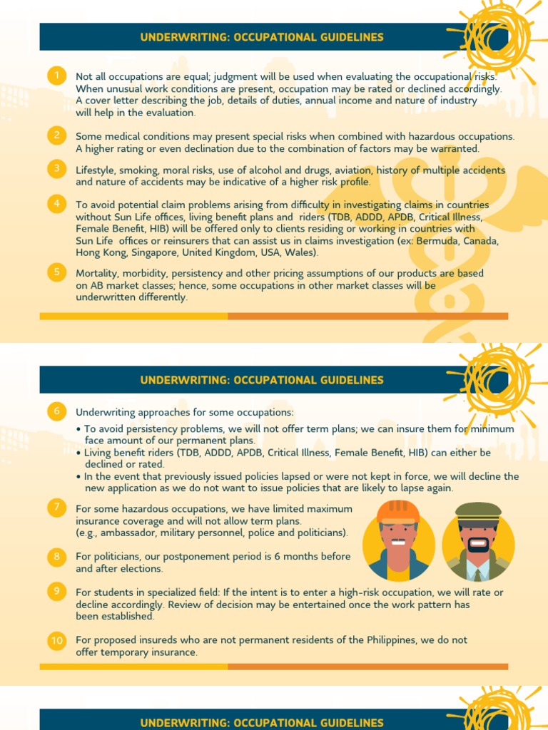Occupational Guidelines | PDF | Underwriting | Insurance