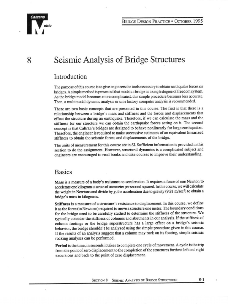 Caltrans Bridge Design Practice - CH 8 - Seismic Analysis of Bridge ...