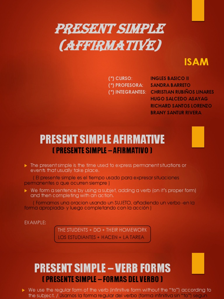 Present Simple (Affirmative) | PDF | Consonant | Human Communication