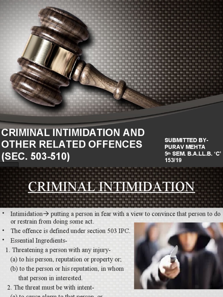Criminal Intimidation and Other Related Offences (SEC. 503-510) | PDF ...