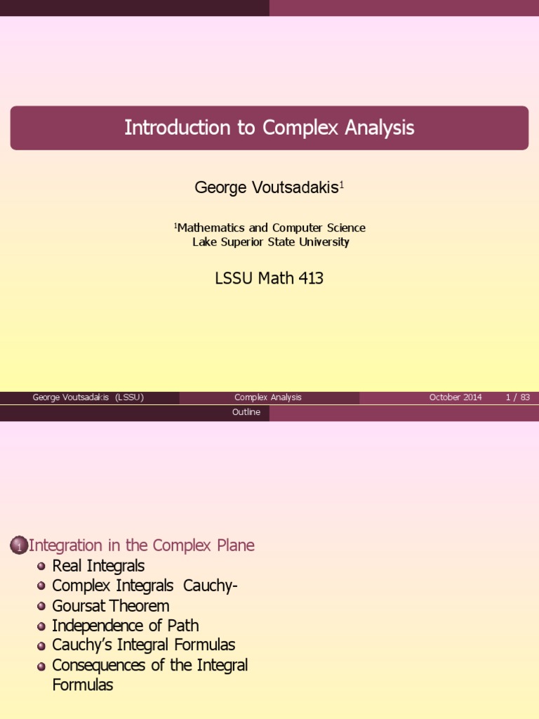 Introduction To Complex Analysis: George Voutsadakis | PDF | Integral | Curve