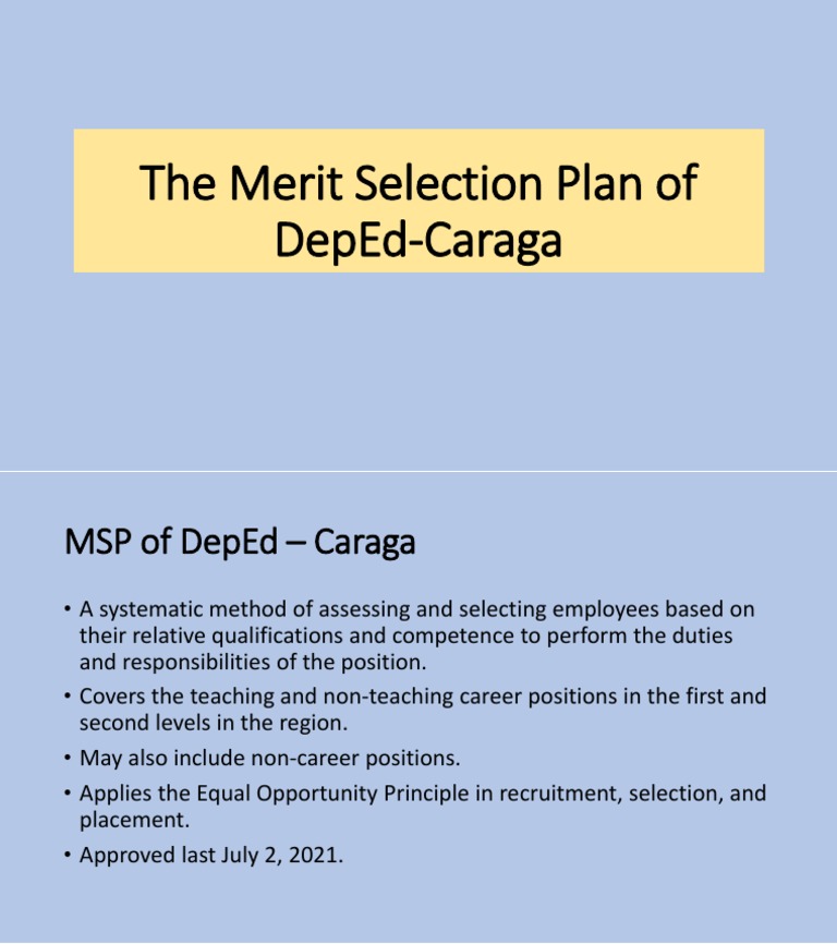The Merit Selection Plan of DepEd-Caraga | PDF