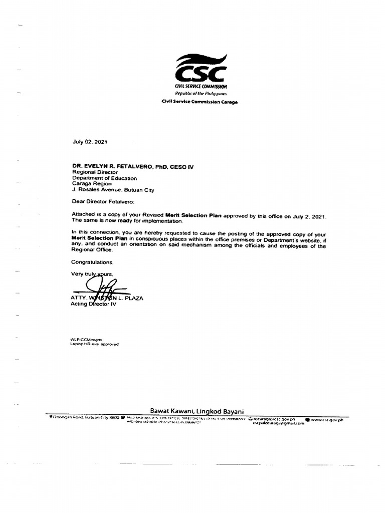 Merit Selection Plan (Caraga Region) | PDF