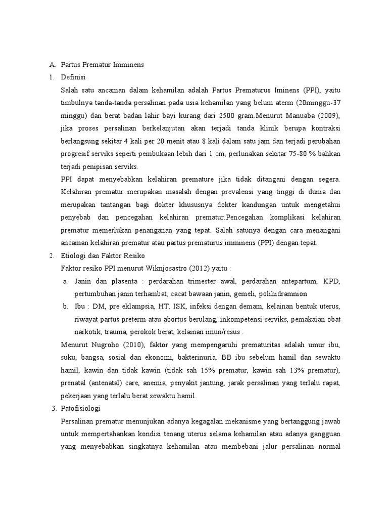 Penanganan Partus Prematurus Iminens | PDF