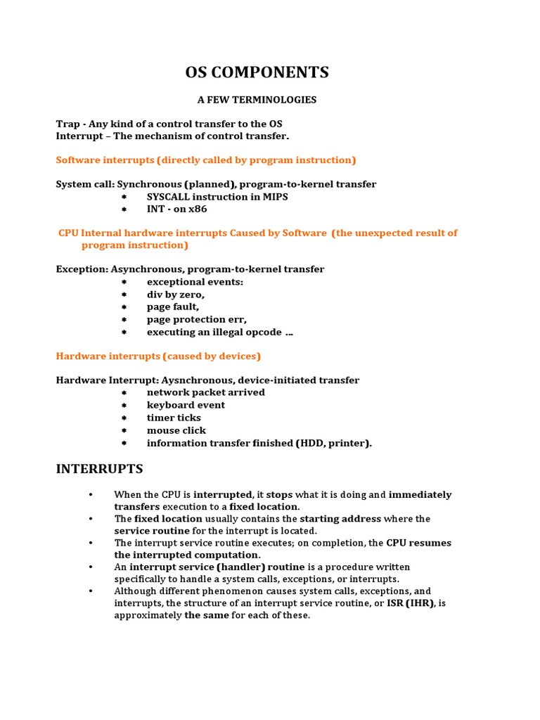 OS Components | PDF | Thread (Computing) | Kernel (Operating System)