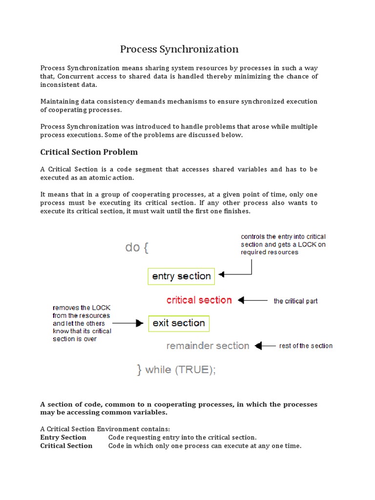Process Synchronization: Critical Section Problem | PDF | Process ...