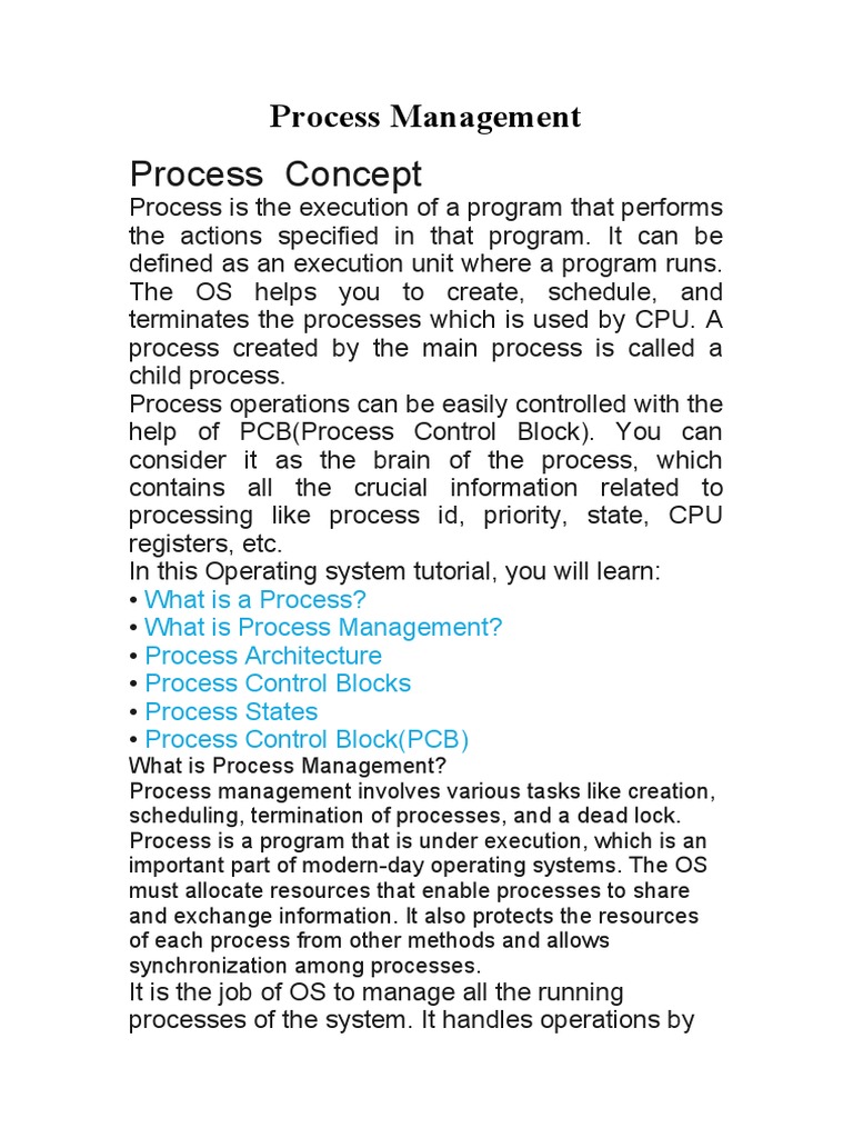 Process Management | PDF | Scheduling (Computing) | Process (Computing)