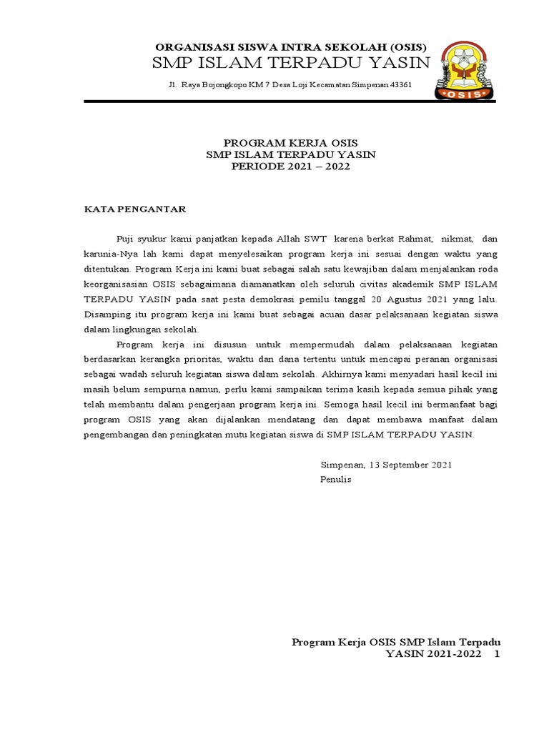 Proker OSIS | PDF | Karier & Perkembangan