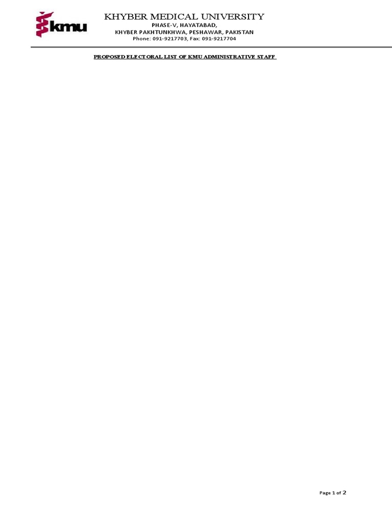 Electroal List of Administrative Staff | PDF | Pakistan