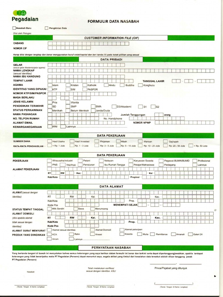 Formulir Pegadaian | PDF