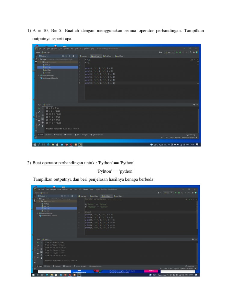 Tugas Operator Perbandingan Dan Penugasan | PDF