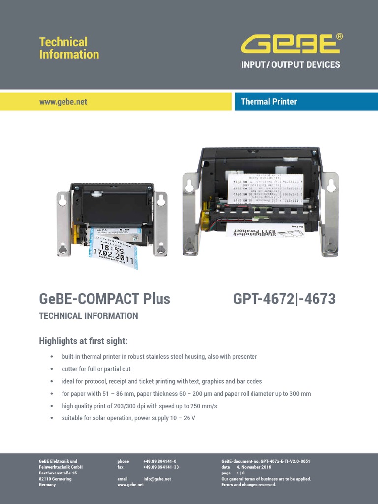 Gebe-Compact Plus GPT-4672 - 4673: Technical Information | PDF ...