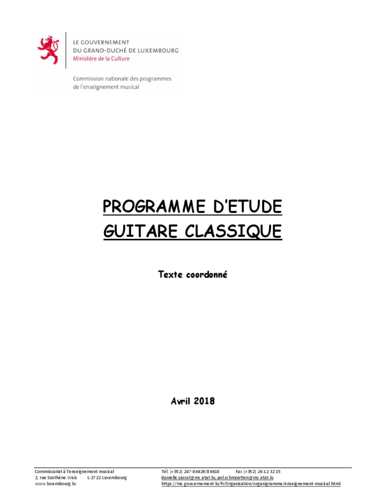 Programme d'Étude Guitare Classique | PDF | Gamme musicale | Théorie de ...