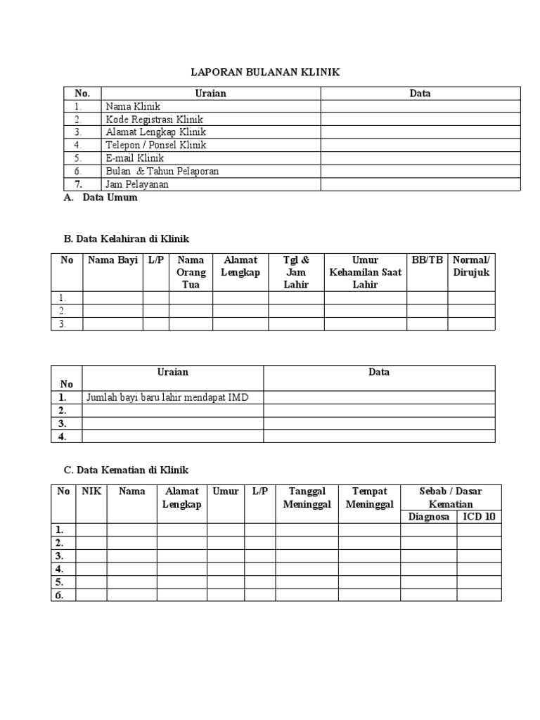 Format Laporan Klinik | PDF