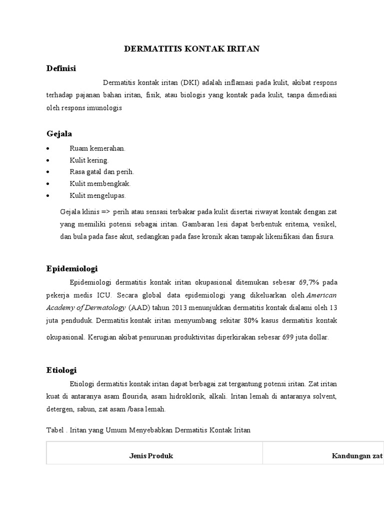 Dermatitis Kontak Iritan | PDF
