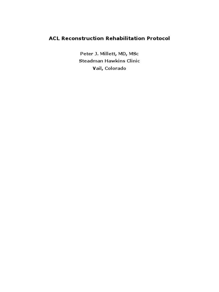 ACL Reconstruction Rehabilitation Protocol Guide | PDF | Knee ...
