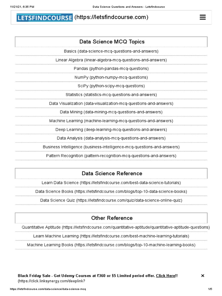 Data Science Questions and Answers - Letsfindcourse | PDF | Data | Data ...