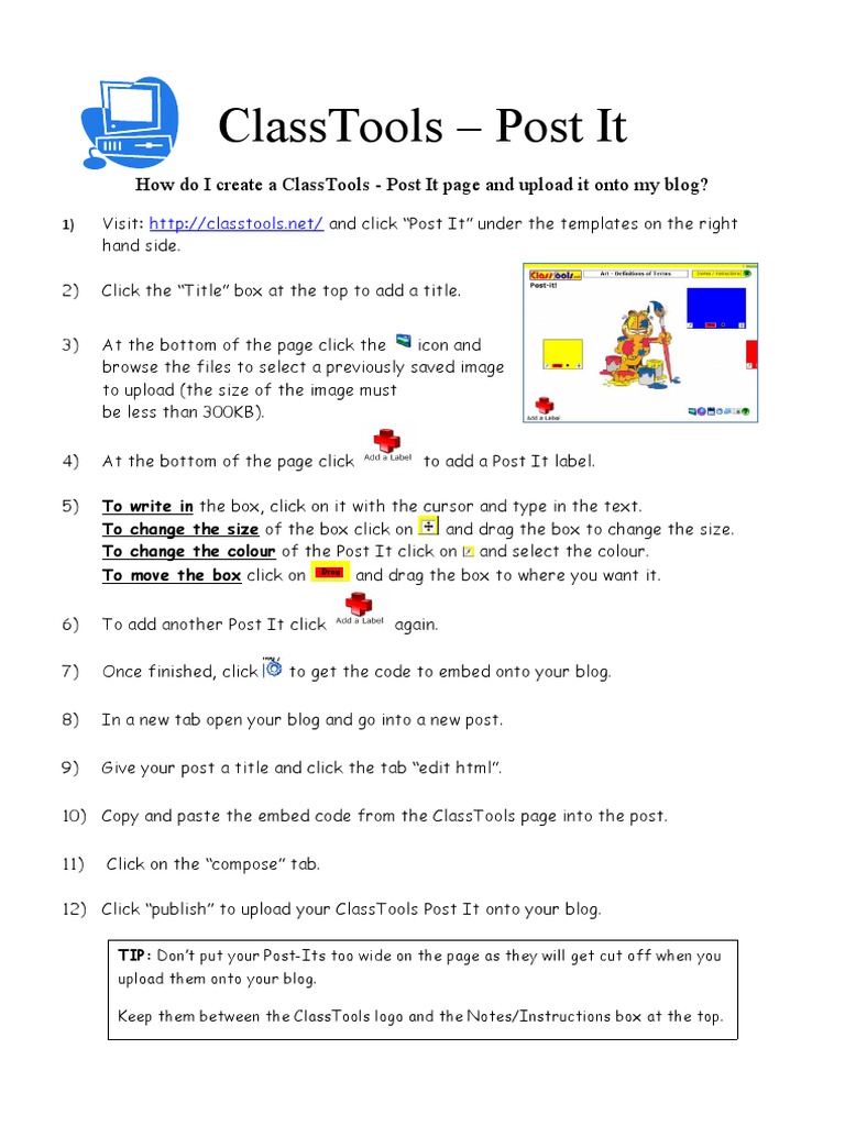 Create ClassTools Post It for Blogs | PDF