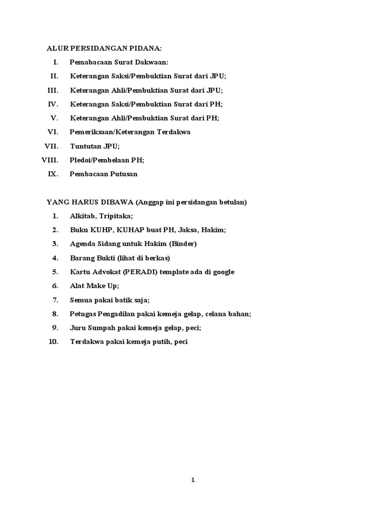 Berkas Baca Simulasi Sidang Hapid | PDF