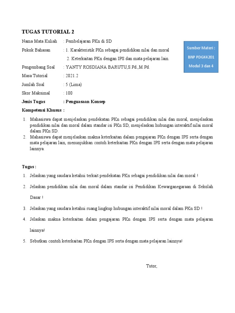 Tugas Tutorial Ii - PKN | PDF | Kesehatan Holistik | Sains & Matematika
