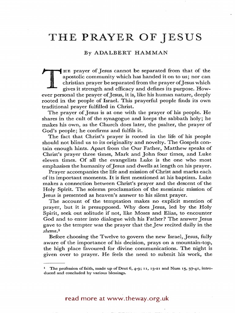 The Prayer of Jesus | PDF | God The Father | Jesus