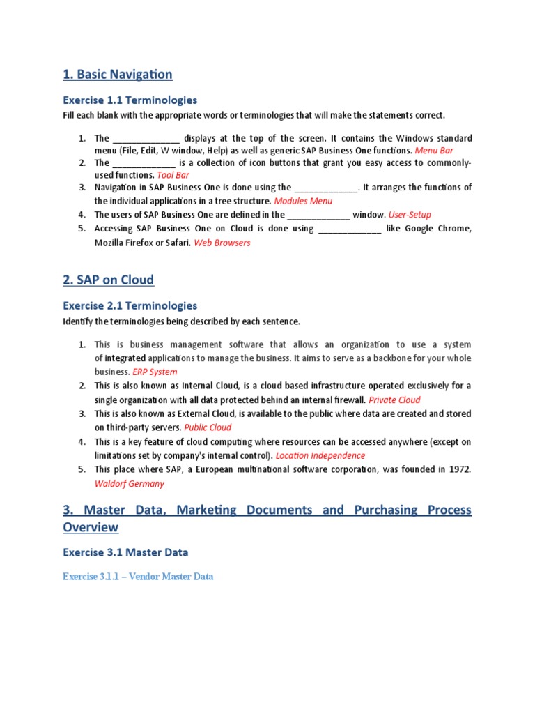 Navigating SAP Business One: An Overview of Key Terminologies for Navigation, Master Data ...