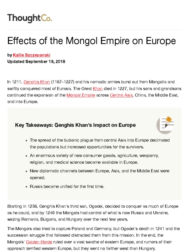 Effects of the Mongol Empire on Europe | PDF | Silk Road | Mongol Empire