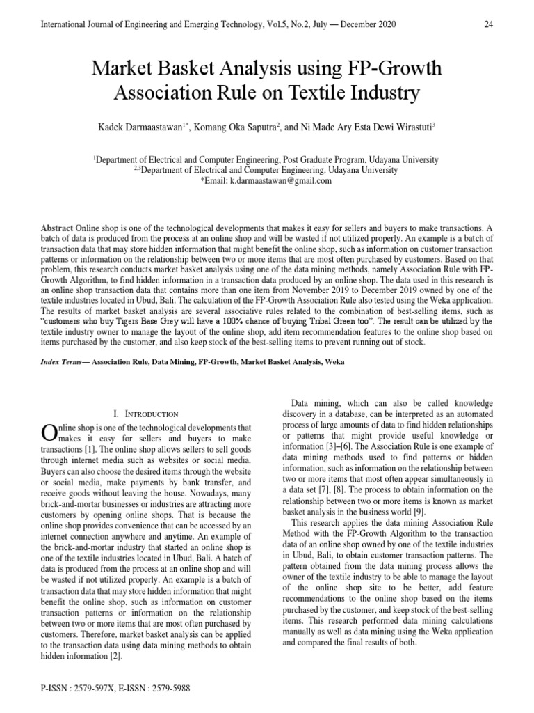 Market Basket Analysis Using FP-Growth Association Rule On Textile ... Market Basket Analysis Using FP-Growth Association Rule On Textile ...