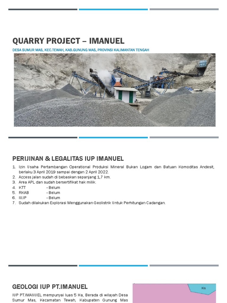 Quarry Project - Immanuel (Gunung Mas) | PDF