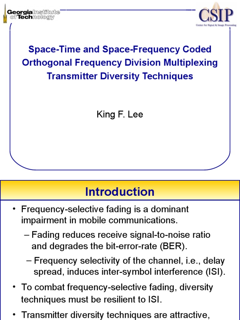 Space-Time and Space-Frequency Coded Orthogonal Frequency Division Multiplexing Transmitter ...