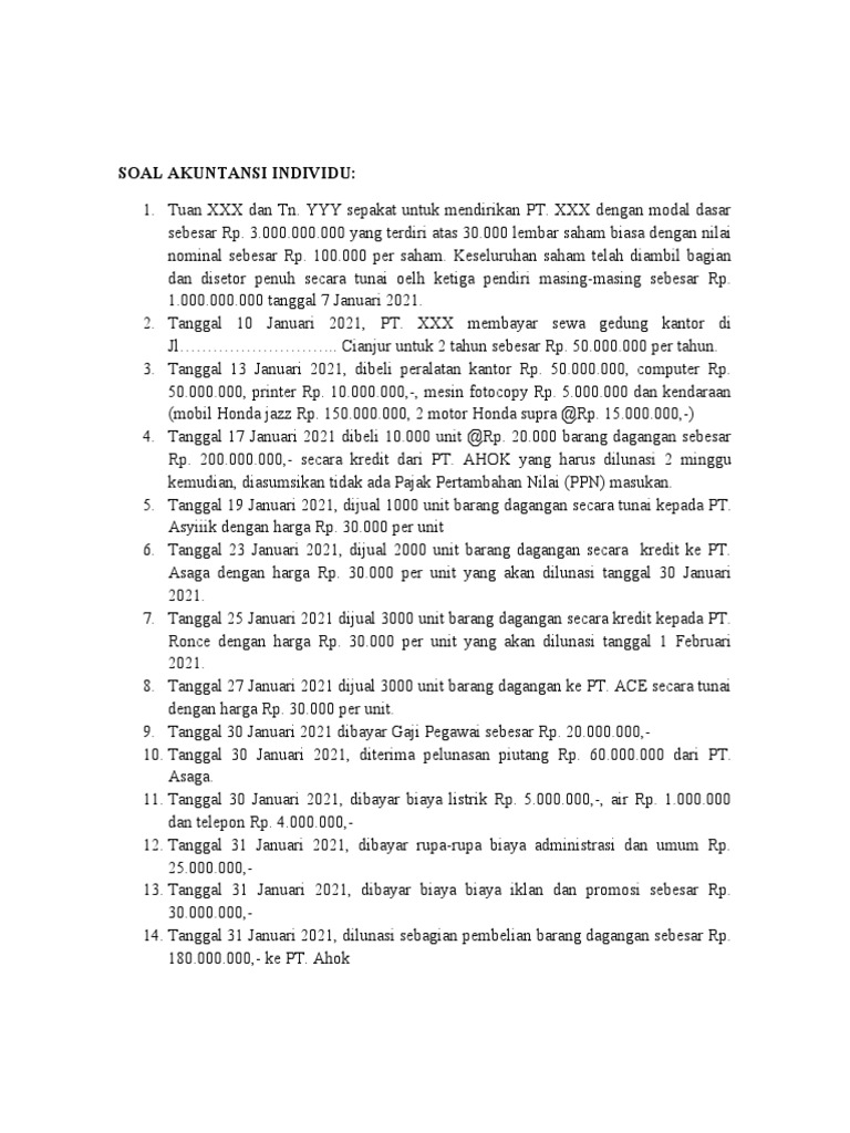 Soal Pengantar Akuntansi Bu Reni | PDF