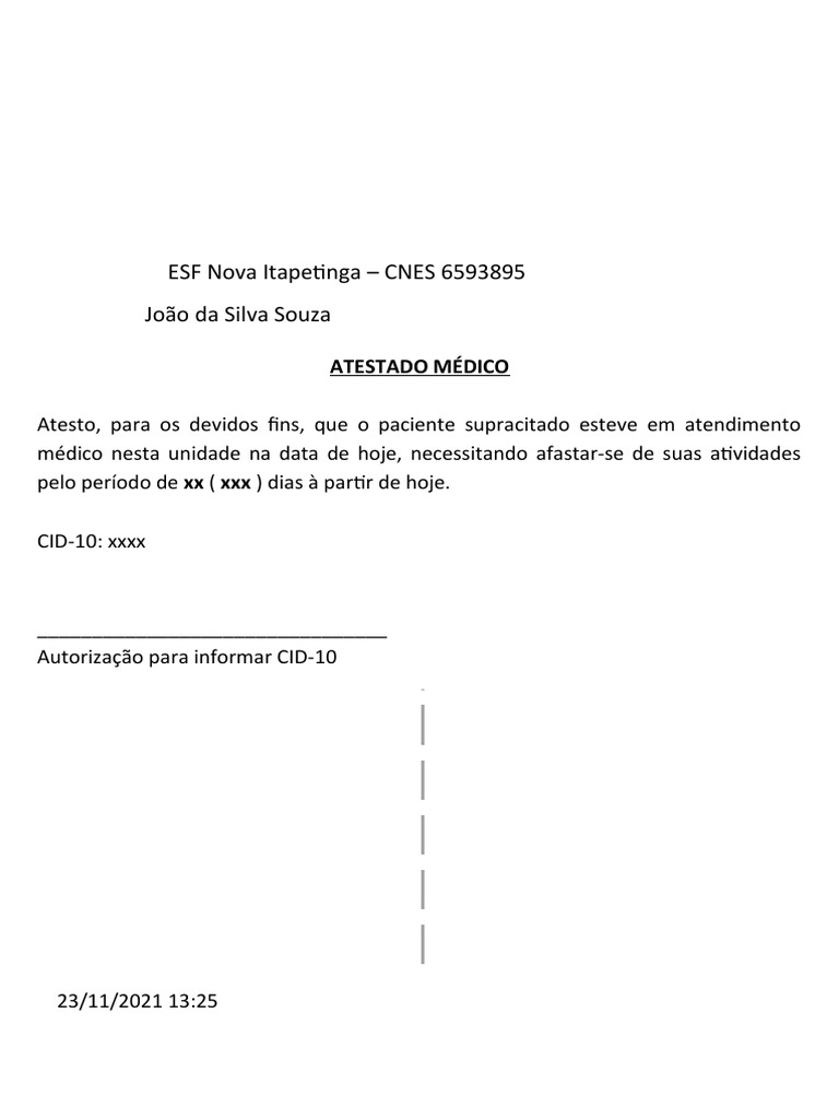 Modelo de Atestado Médico Simples | PDF
