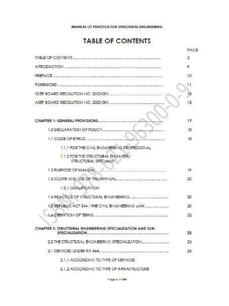 Manual of Practice For Structural Engineering Book TOC | PDF