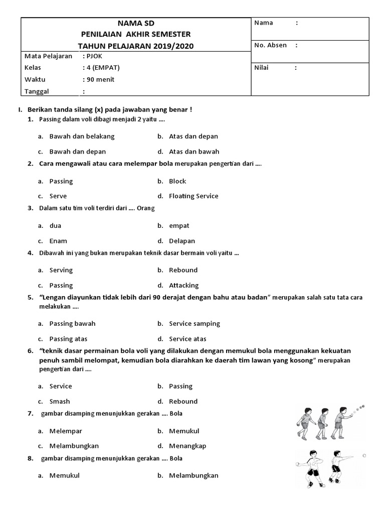 Soal2 Pas Pjok Kls4 S-1 | PDF