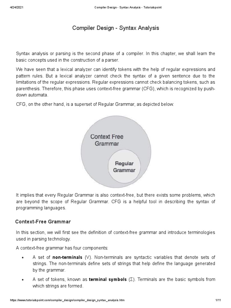 Compiler Design - Syntax Analysis | PDF | Parsing | Computing