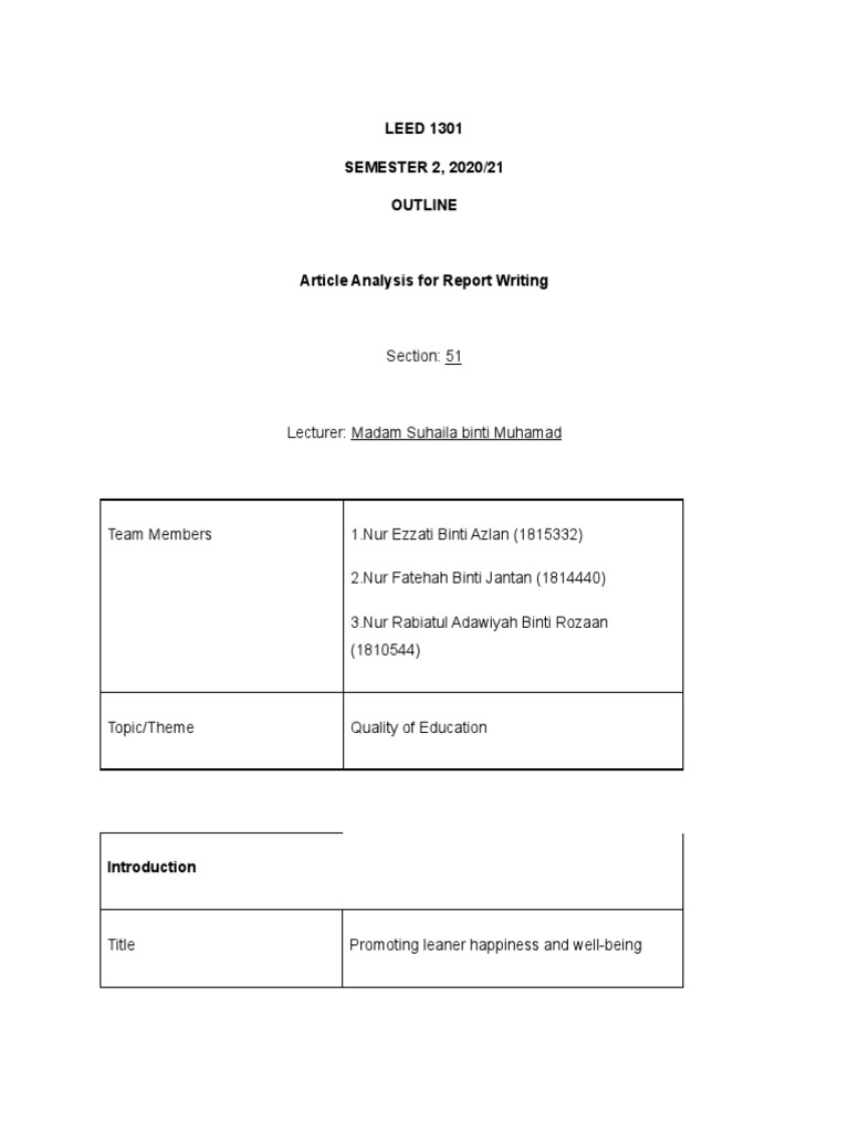 Leed 1301 Report Writing | PDF | Curriculum | Teachers