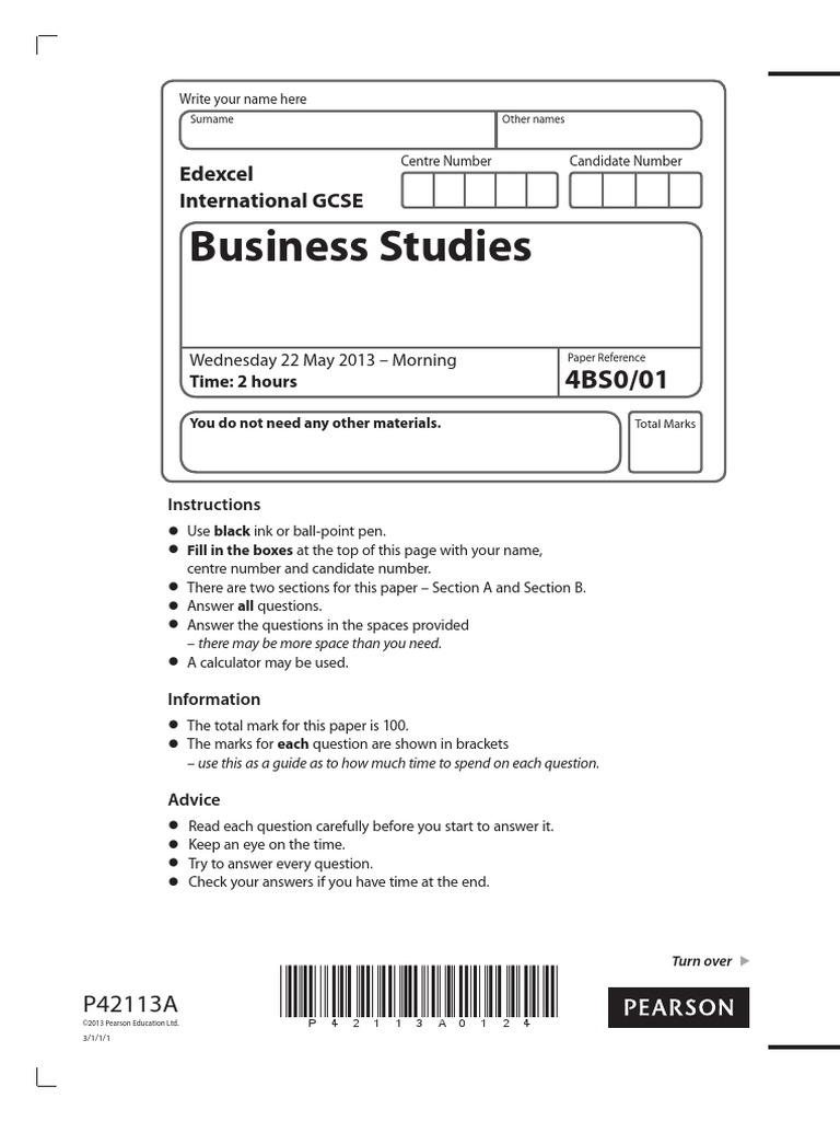 Business Studies: Edexcel International GCSE | PDF | Net Income | Gross ...