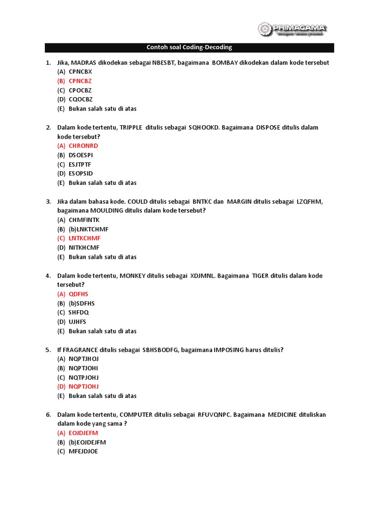 Contoh Soal CodingDecoding Ke-1 | PDF