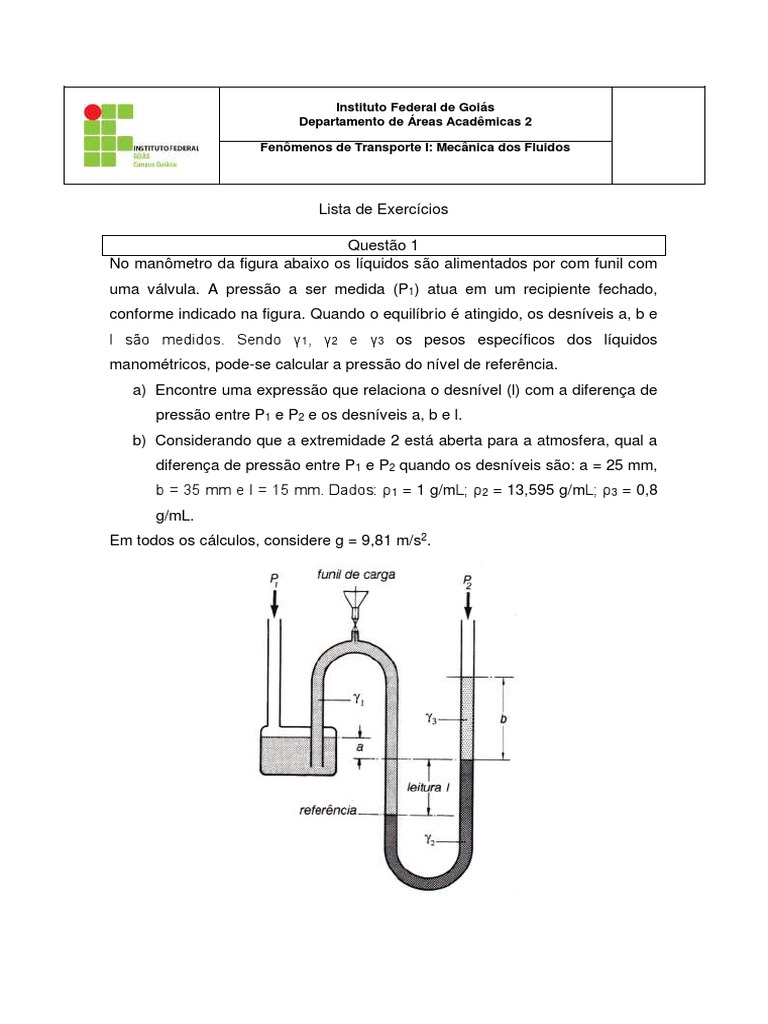 Exercícios Resolvidos - Mecânica Dos Fluidos - Estática Dos Fluidos ...