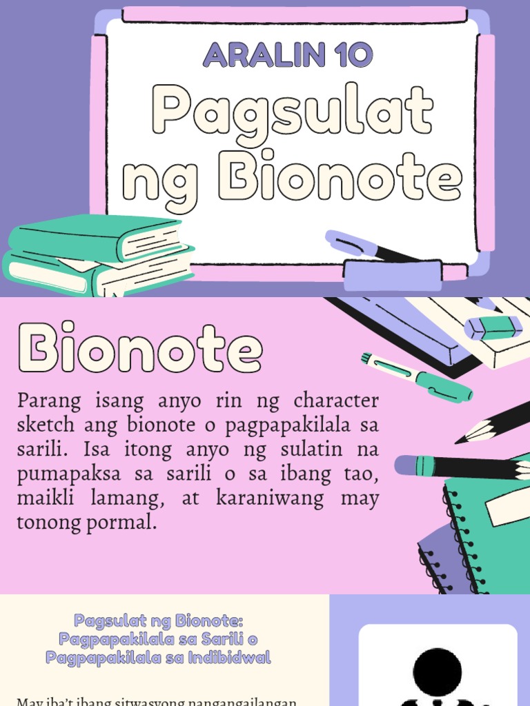 Aralin 10 at 11 - Pagsulat NG Bionotepagsulat NG Ulat | PDF