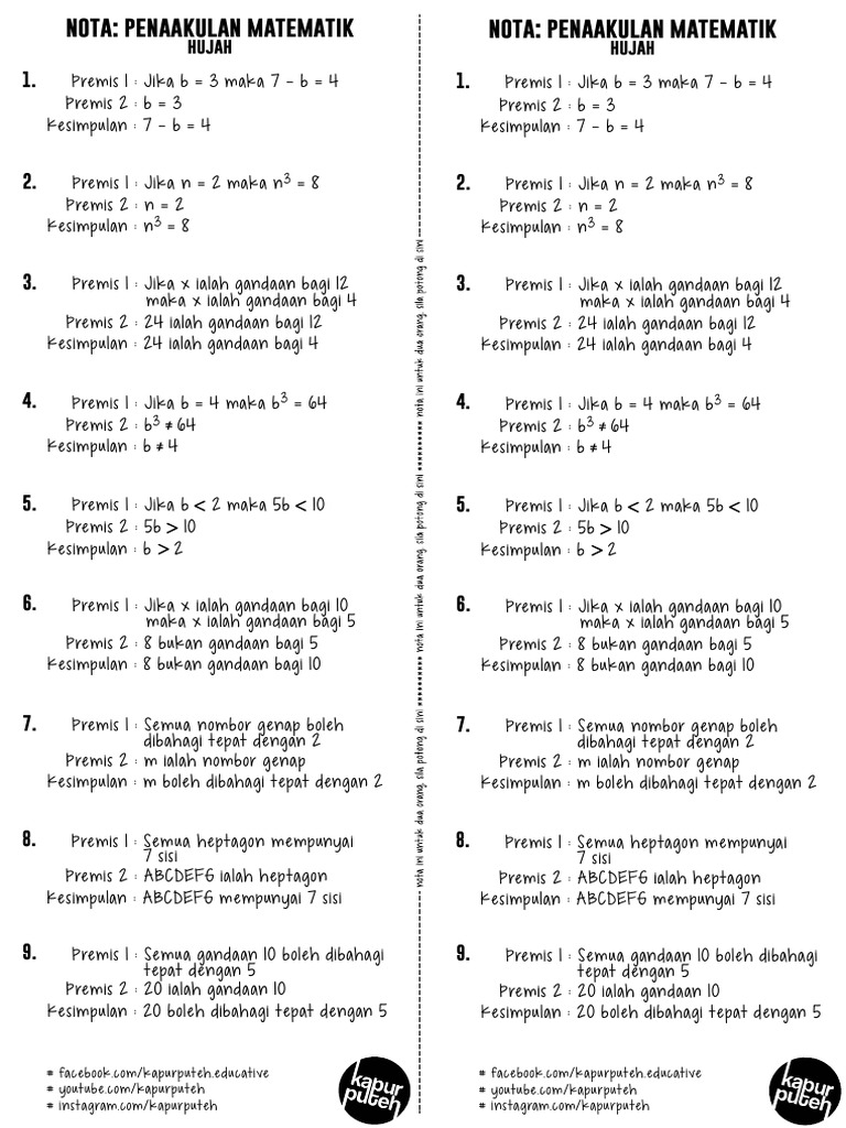 (Nota) Penaakulan Matematik (Hujah) | PDF