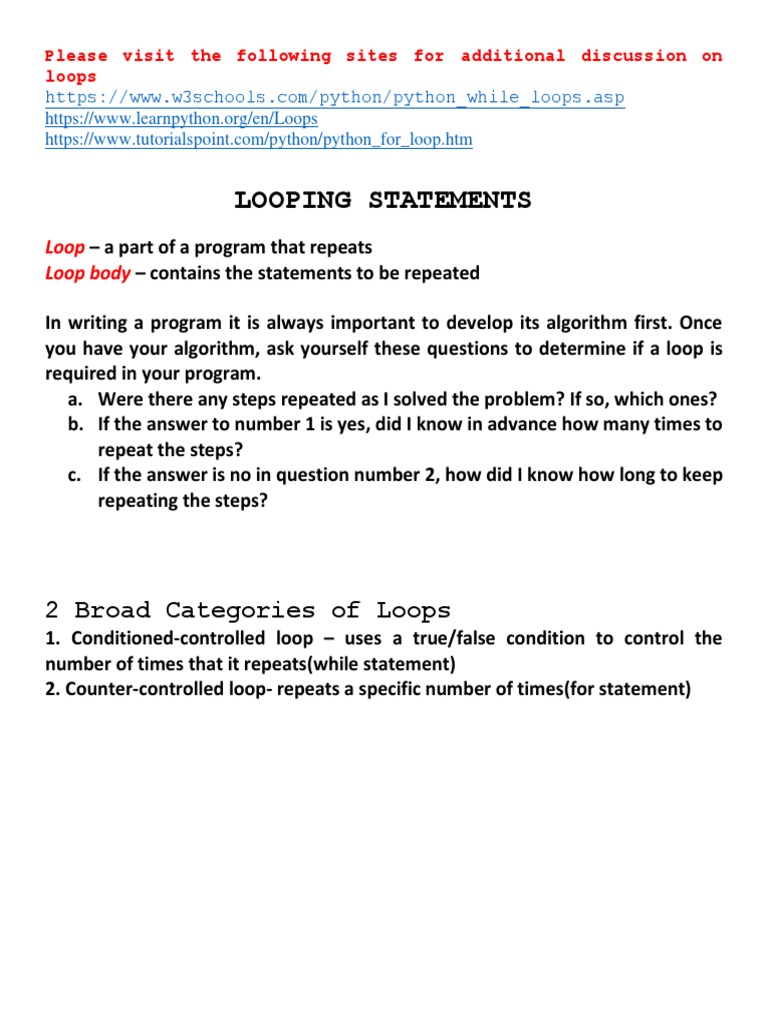 Loops guide with Python examples | PDF | Control Flow | Computer Science