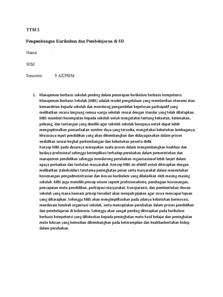 ttm2 Kurikulum | PDF