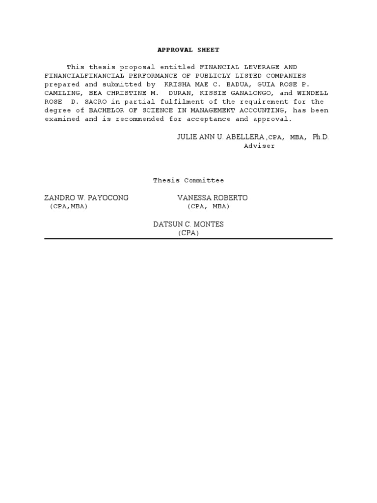 Approval Sheet Research Proposal Template | PDF