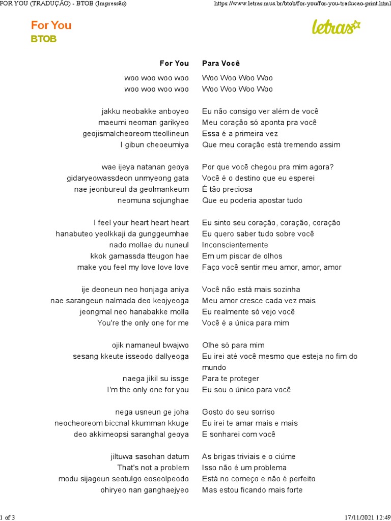 For You BTOB | PDF | Amor