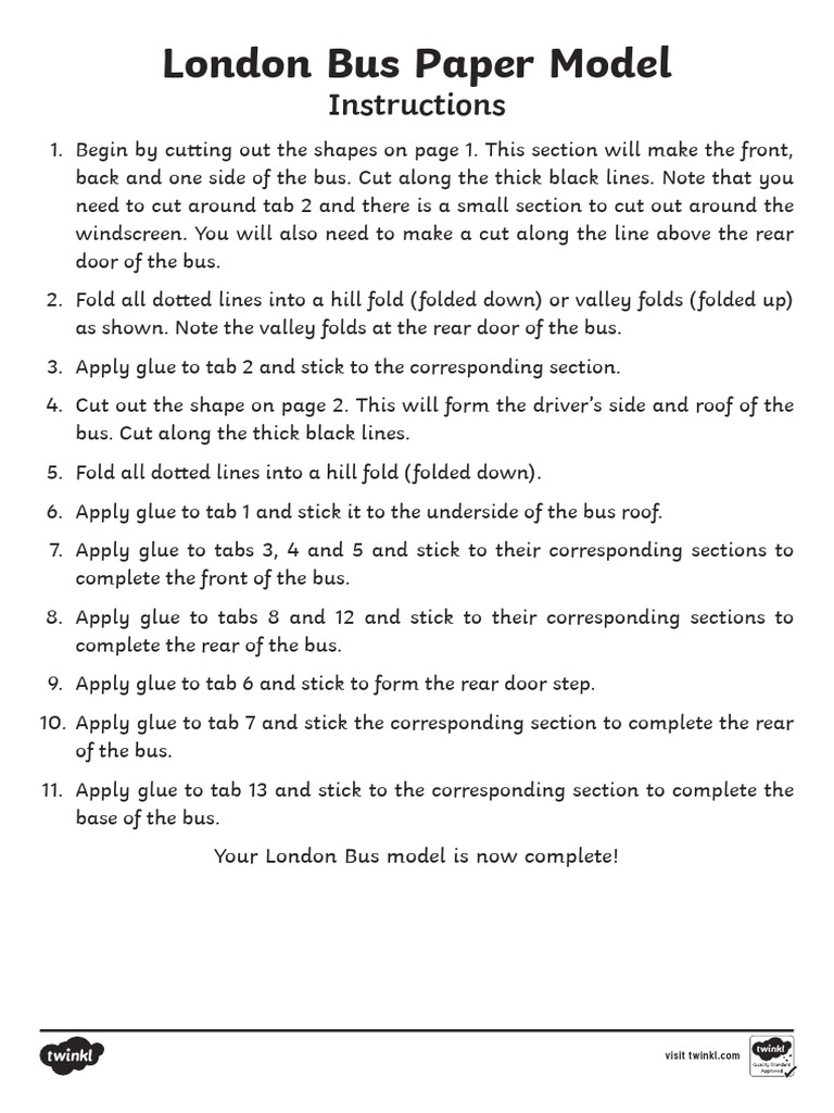 T T 17457 London Bus Paper Model | PDF
