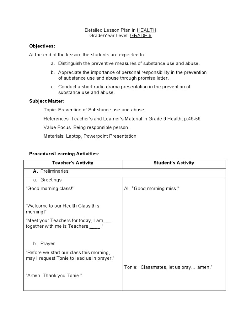 EDFSTU 2-Group 7 Detailed Lesson Plan | PDF | Substance Abuse ...