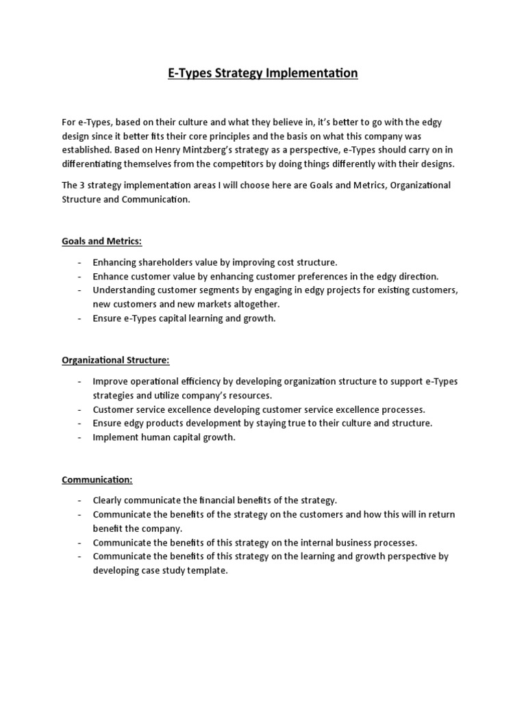 E-Type Strategy Implementation | PDF