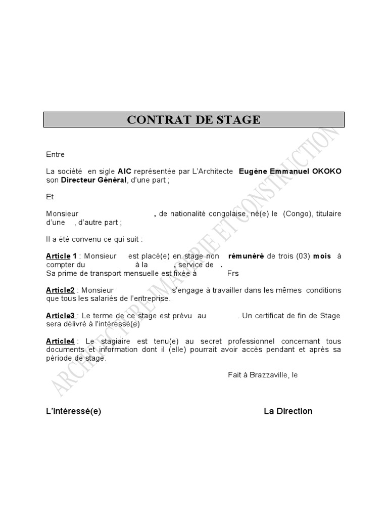 Contrat de Stage | PDF